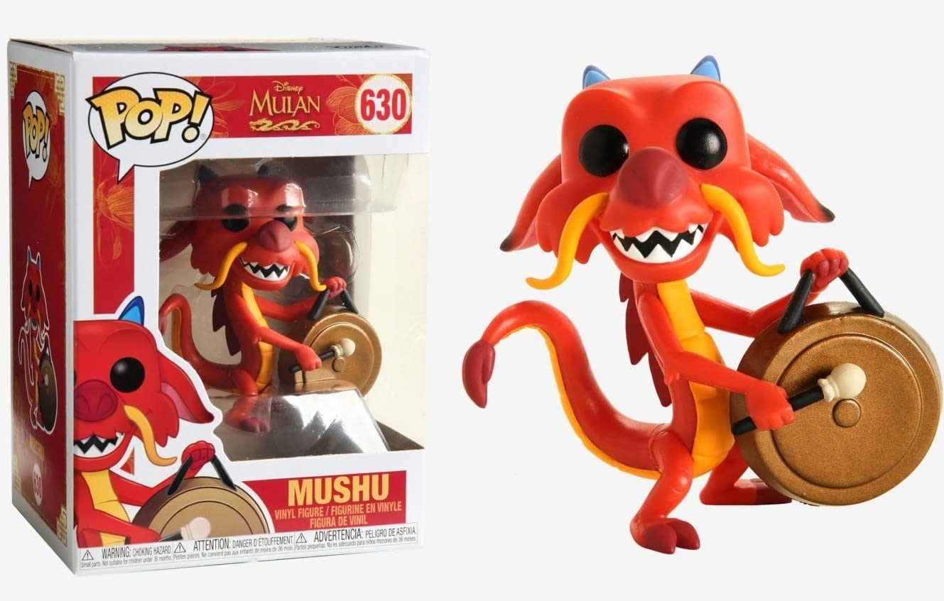 POP Disney: Mulan - Mushu with Gong Funko Pop! Vinyl Figure (Bundled with Compatible Pop Box Protector Case), Multicolored, 3.75 inches