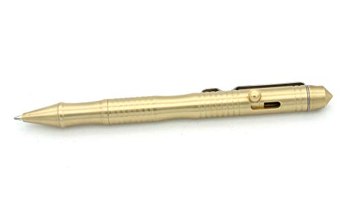ILEAF Ballpoint Pen Solid Brass EDC Pen, Portable Delicate Signature Pen with Pencil Case and 2 Extra Black Ink Refills