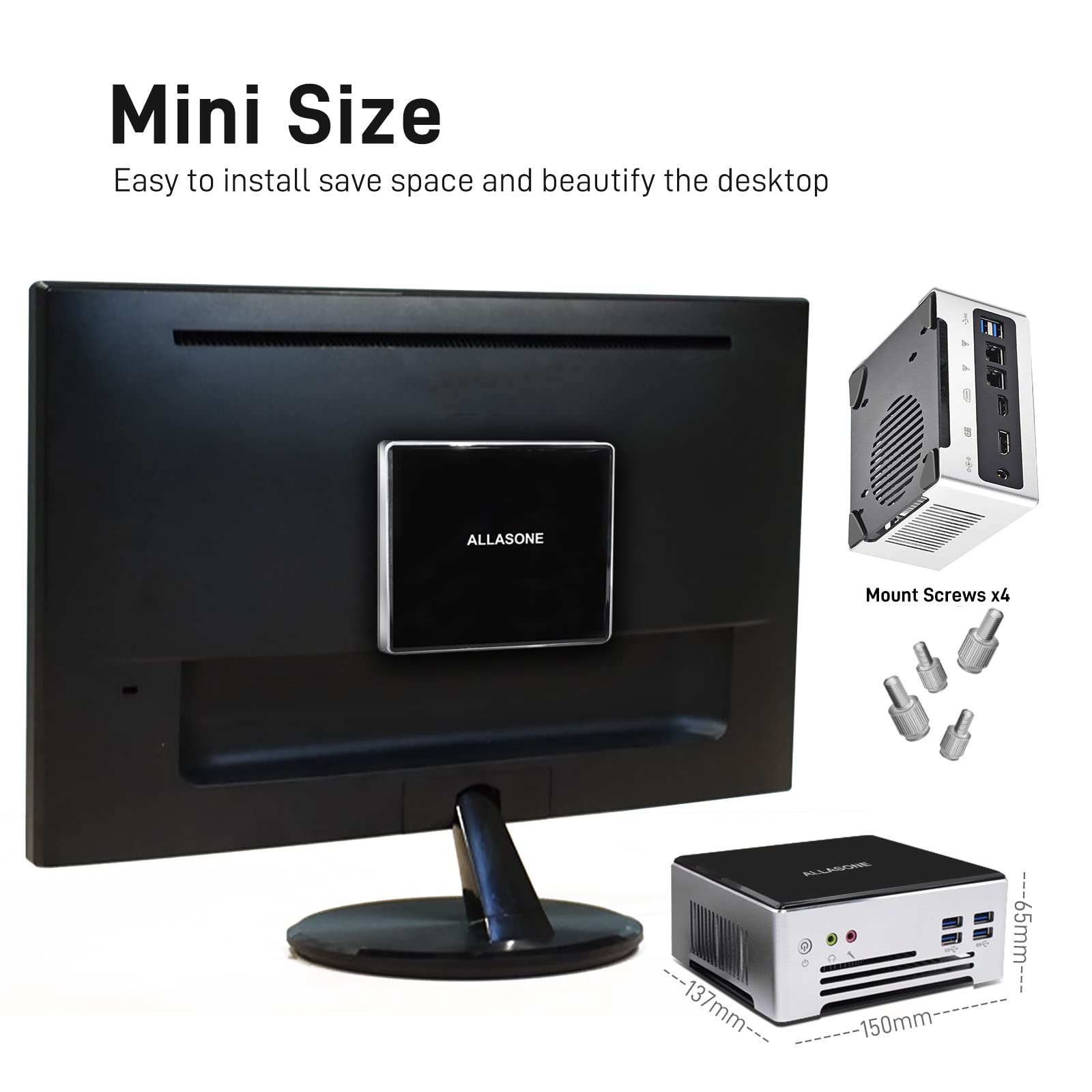 ALLASONE Mini PC Windows 11 Pro Core i7-1165G7,Mini Computer Dual LAN,32GB DDR4 RAM 512GB M.2 NVME SSD,Micro Computer USB3.0 HDMI DP, Dual Band WiFi BT 4.2