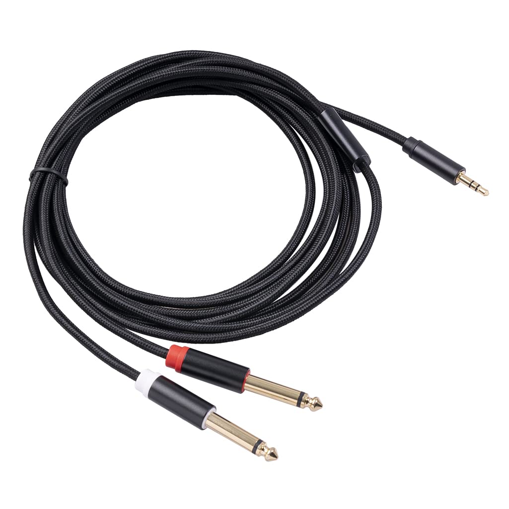 3.5mm 1/8 TRS to Dual 6.35mm 1/4 TS Mono Breakout Cable,(3.3FT) Y Splitter Stereo Cord Adapter Compatible with iPhone, Computer Sound Card, CD Player, Multimedia Speaker, Home Stereo System