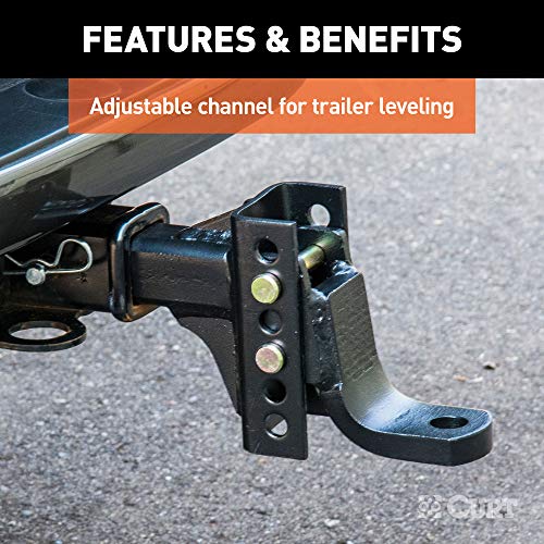 CURT 45901 Adjustable Trailer Hitch Ball Mount, 2-Inch Receiver, 6-3/4-Inch Drop, 1-Inch Hole, 6,000 lbs