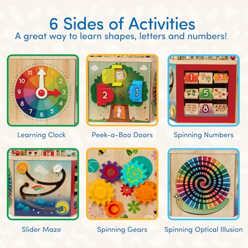 Battat – Wooden Activity Cube – City-Themed Activity Center – Educational Toys- Wooden Toys For Toddlers And Kids- 1 year +