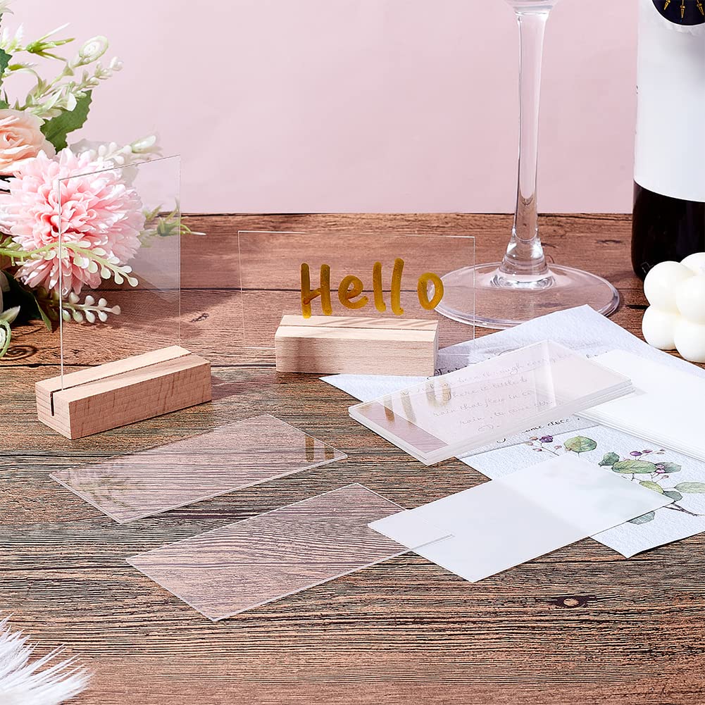 AHANDMAKER 20 Pcs Clear Acrylic Place Cards, Rectangle Acrylic Name Card Plate, Blank Seating Cards, Wedding Table Seating Chart Cards for DIY Guest Name Signs Number Wedding Table Decor, 3.5x2Inch