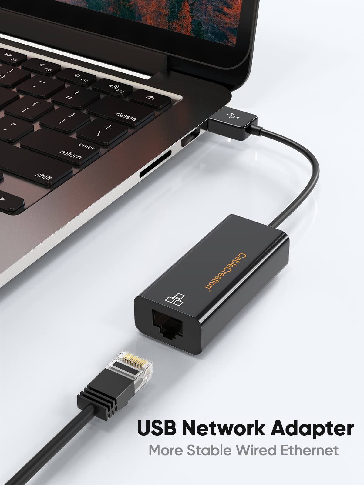 CableCreation USB to Network Adapter, USB 2.0 to 10/100 RJ45 Ethernet LAN Cable Compatible with Windows 10/8.8/8/ 7, macOS X, Black