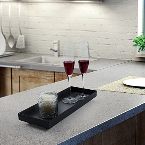 Aglary Rectangle Black Matte Metal Tray, Suit for Candle Holder, Vanity Decor Projects, Bathroom Toilet Tank Tray, Perfume or Jewelry Storage, and Coffee Table Centerpiece