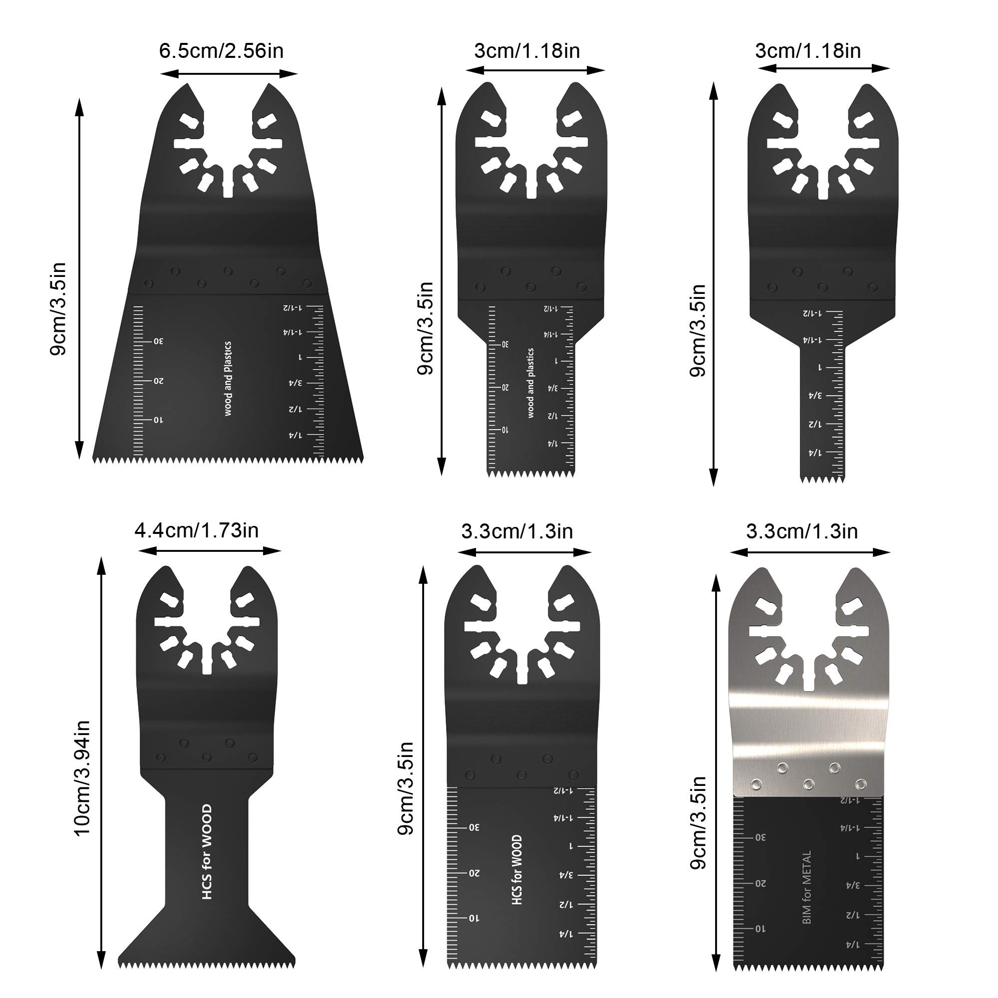 20Pcs Metal Wood Oscillating Multitool Quick Release Saw Blades Kit fit Fein Multimaster Porter Cable Bosch Dremel Craftsman Ridgid Ryobi Makita Milwaukee Dewalt Rockwell Chicago Set (20Pcs)