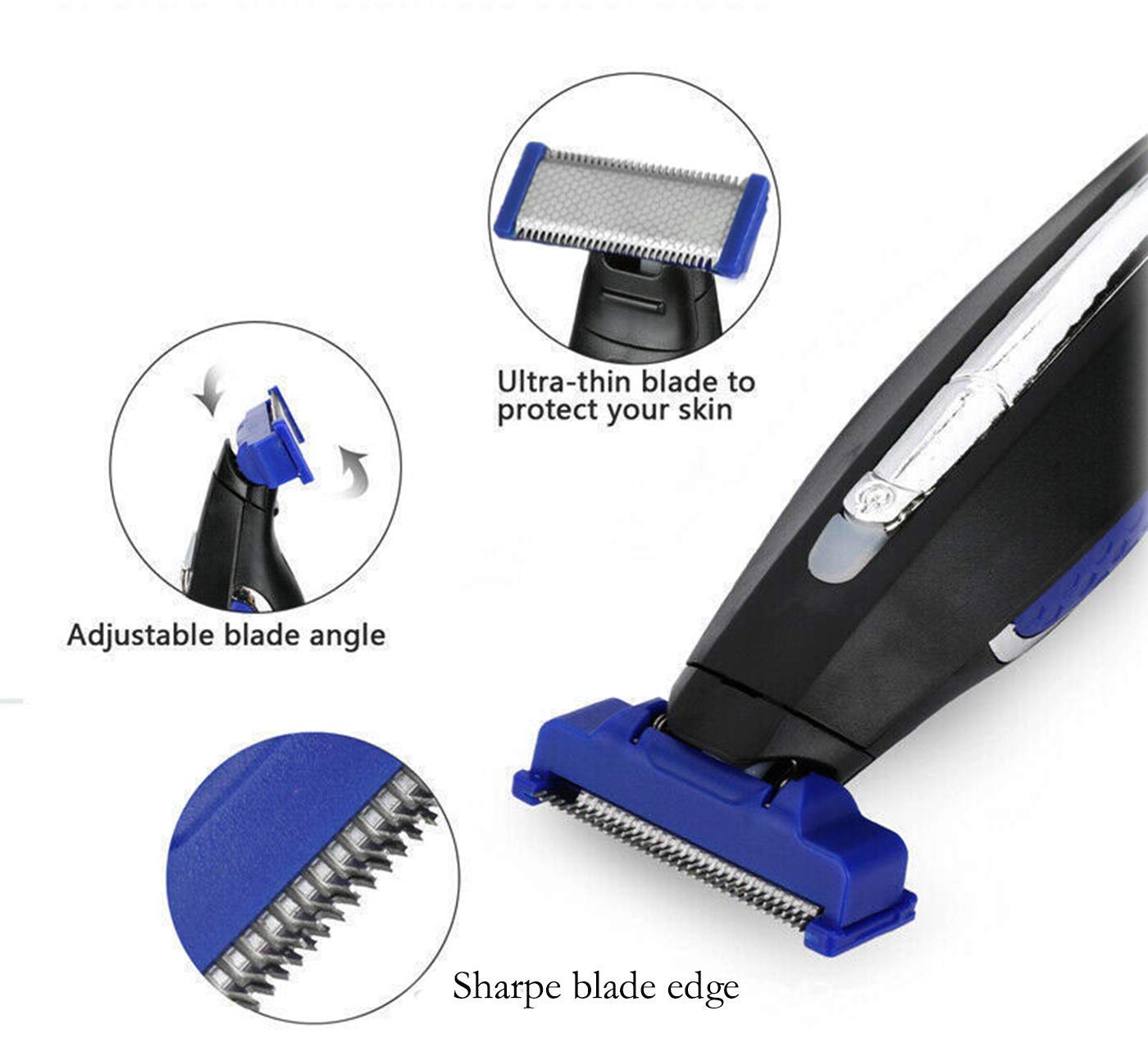 Replacement Head for Old Version of Microtouch Solo Mens Shaver Electric Micro Trimmer (3 Razor Blade & 1 Clean Brush & 1 USB Charger Cable)