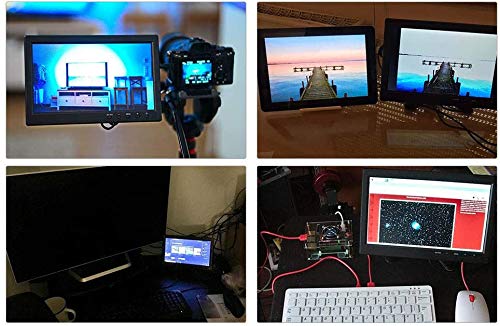 WHOLEV 10.1 inch CCTV HDMI Monitor 1280X800 IPS Color Screen Home Security Monitor with AV/VGA/BNC/HDMI Input Built-in Speaker for Raspberry Pi