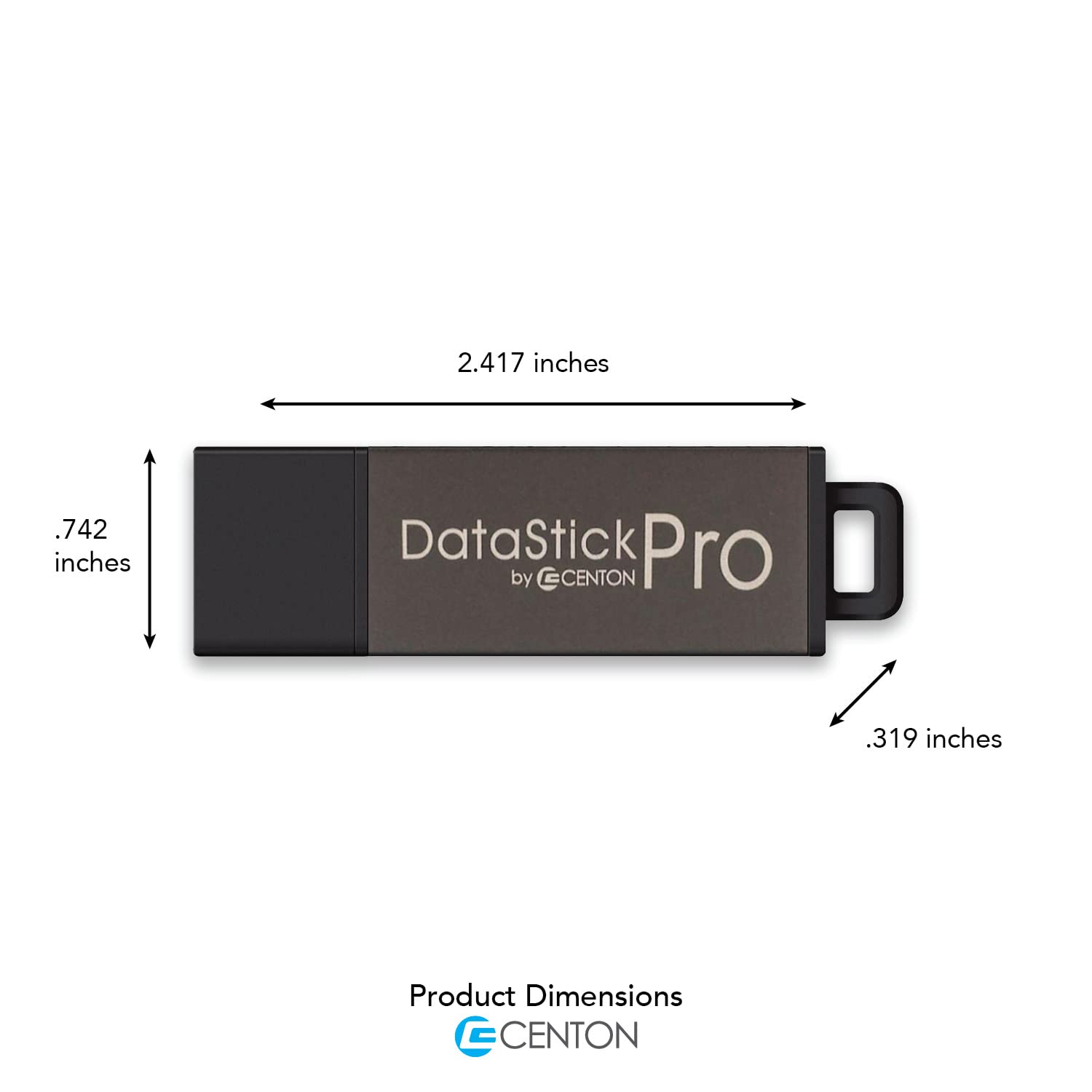 Centon DataStick Pro USB 2.0 Flash Drive 8GB x 25, Grey