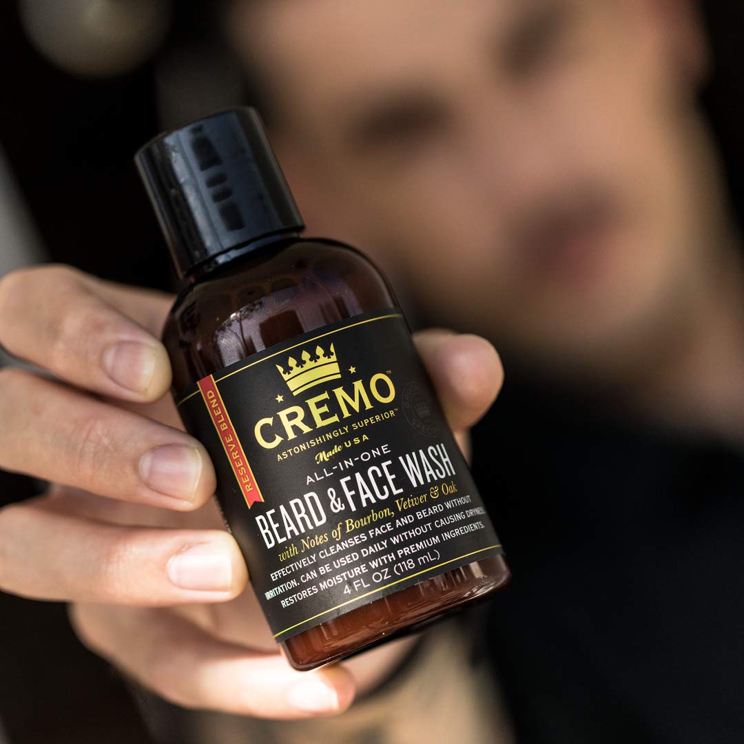Cremo Distiller's Blend (Reserve Collection) Beard and Face Wash, Specifically Designed to Clean Coarse Facial Hair, 4 Fluid Oz