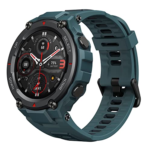 Amazfit T-Rex Pro Smart Watch for Men Rugged Outdoor GPS Fitness Watch, 15 Military Standard Certified, 100+ Sports Modes, 10 ATM Water-Resistant, 18 Day Battery Life, Blood Oxygen Monitor, Blue