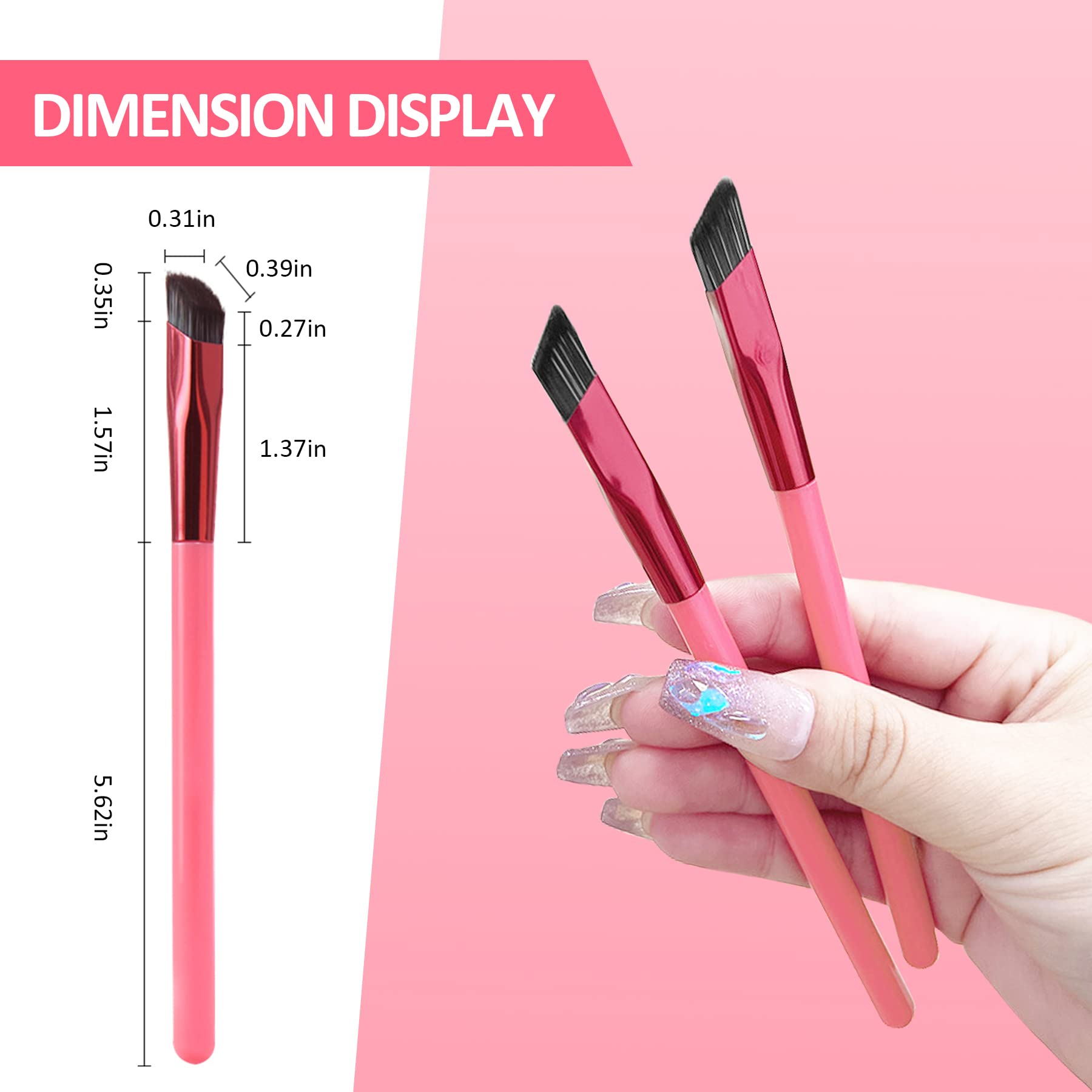 2Pcs Eyebrow Brush, Professional Eyebrow Brush - Multi Function Eyebrow Brush - Three-Dimensional Concealer Makeup Brush Angled Eyebrow Hairline Brush, Best Gift For Women(Coffee)