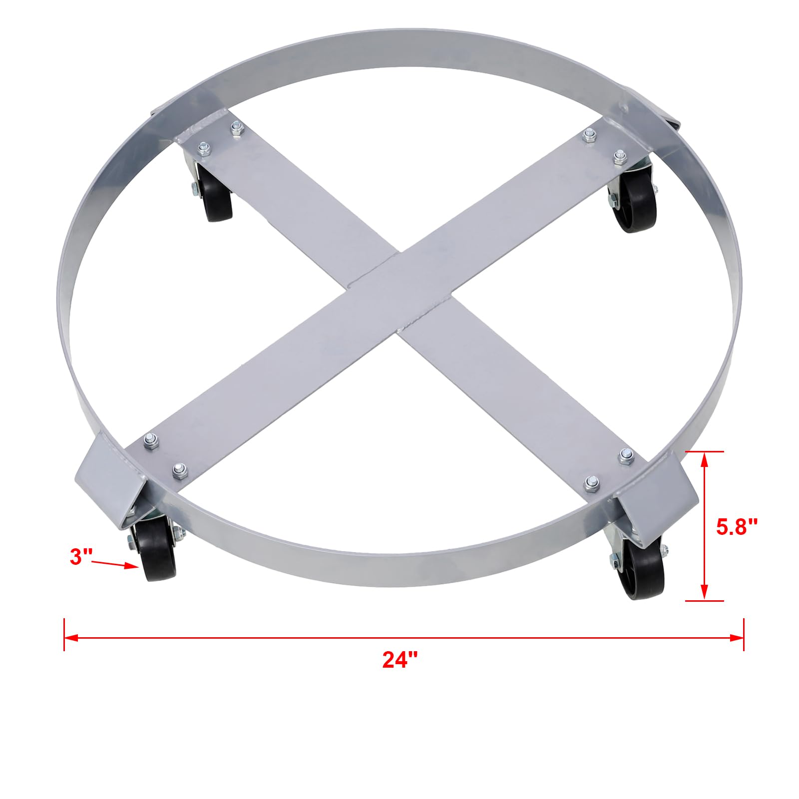55 Gallon Drum Dolly,Heavy Duty 1000lbs Load Capacity, Barrel Dolly Cart Drum Caddy, Non Tipping Hand Truck Dollies with Steel Frame 4 Swivel Casters Wheel, for Warehouse Drum Handling (2 PCS)