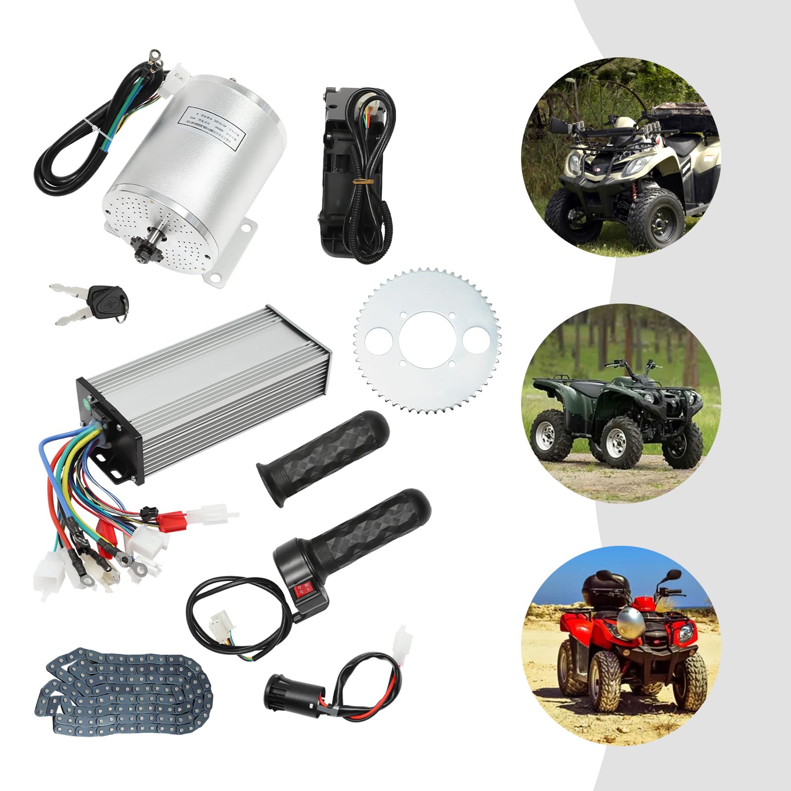 36V 800W Brushed Motor & Controller & Throttle Grip Kit Kit 2800RPM E-Bike Conversion Kit for Tricycle Electric Bicycle Electric Scooter Go Kart Bicycle