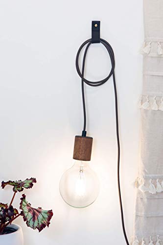 KEYAIIRA - Small Black Leather Wall Hook, minimalist leather strap hanger for bath towel holder leather wall hook strap towel hook bathroom decor brass towel ring nordic home
