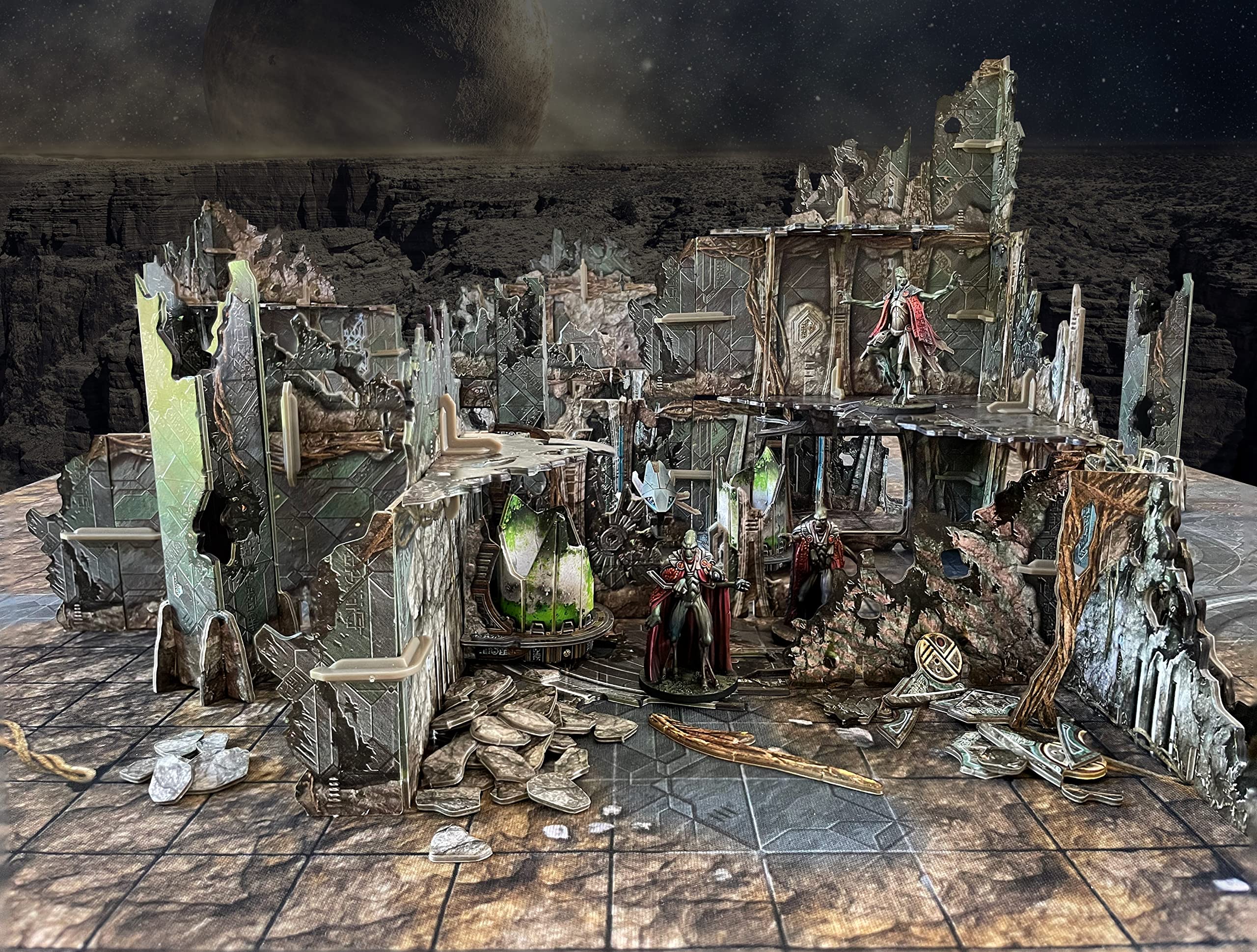 Battle Systems - Modular Tabletop 3D Gaming Sci-Fi Terrain - Perfect for 28mm-35mm Miniatures and Figures - No Painting Required - Science Fiction Aliens 40K Wargame - (Alien Catacombs)