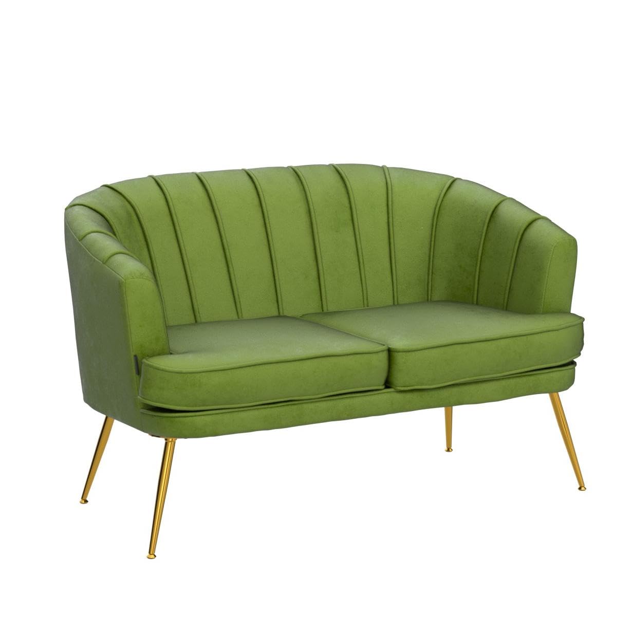 Altrobene Velvet Loveseat Couch Sofa Luxury Modern Comfy Tufted Couch Chesterfield 2 Person Couch for Living Room/Bedroom, Grass Green