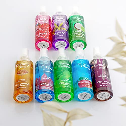 Vital Luxury Body Mist Set, Travel Size Spray Bottle, Long Lasting Perfume Gift Sets, Fragrance Mist for Men & Women, Dreamy Glow, Pack Of 2, 3 Fl Oz Each