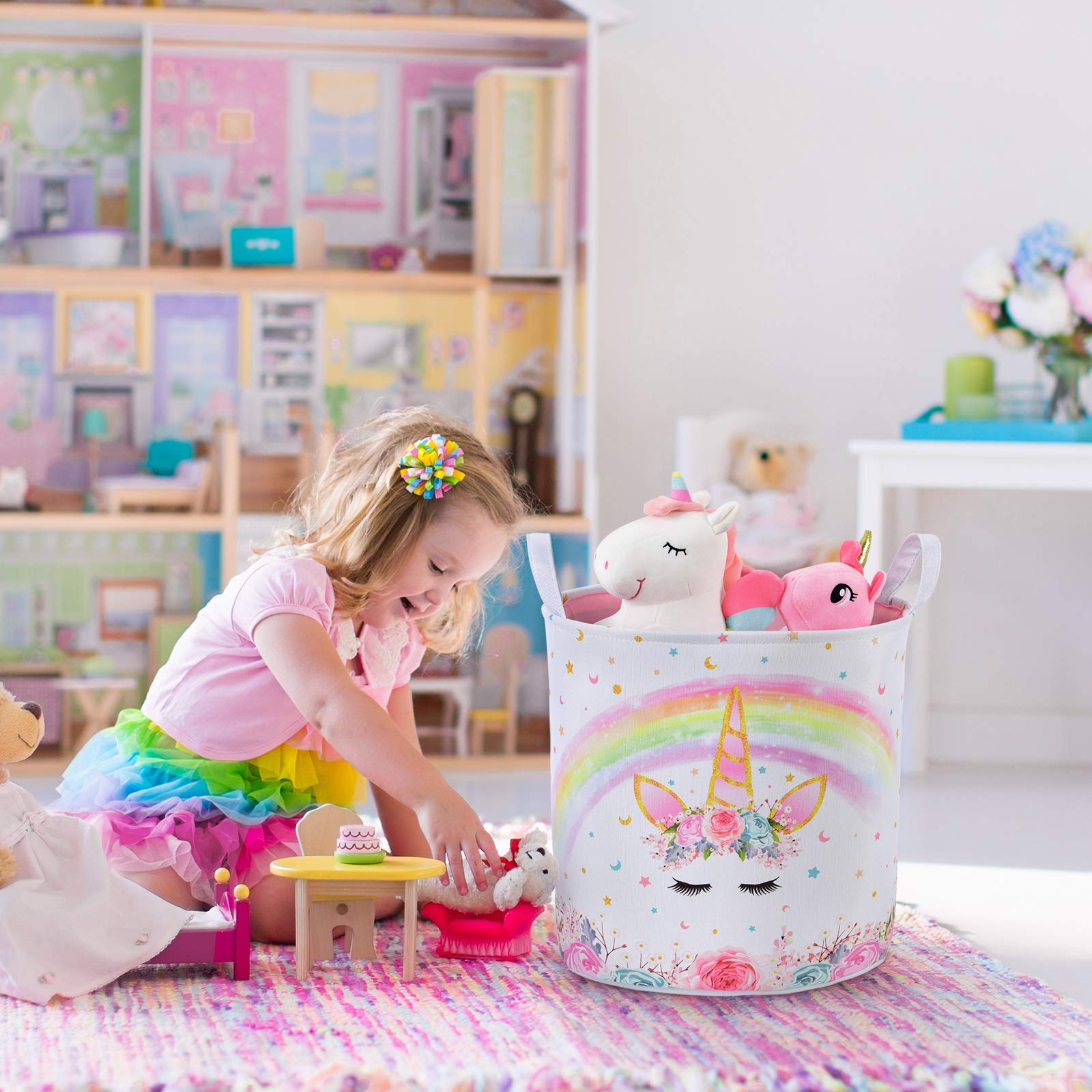 Unicorn Laundry Hamper - Collapsible Fabric Storage Bins Laundry Storage Basket for Kids Baby Gift Baskets Toys Clothes Shoes Bedroom Home Organizer Nursery Hampers