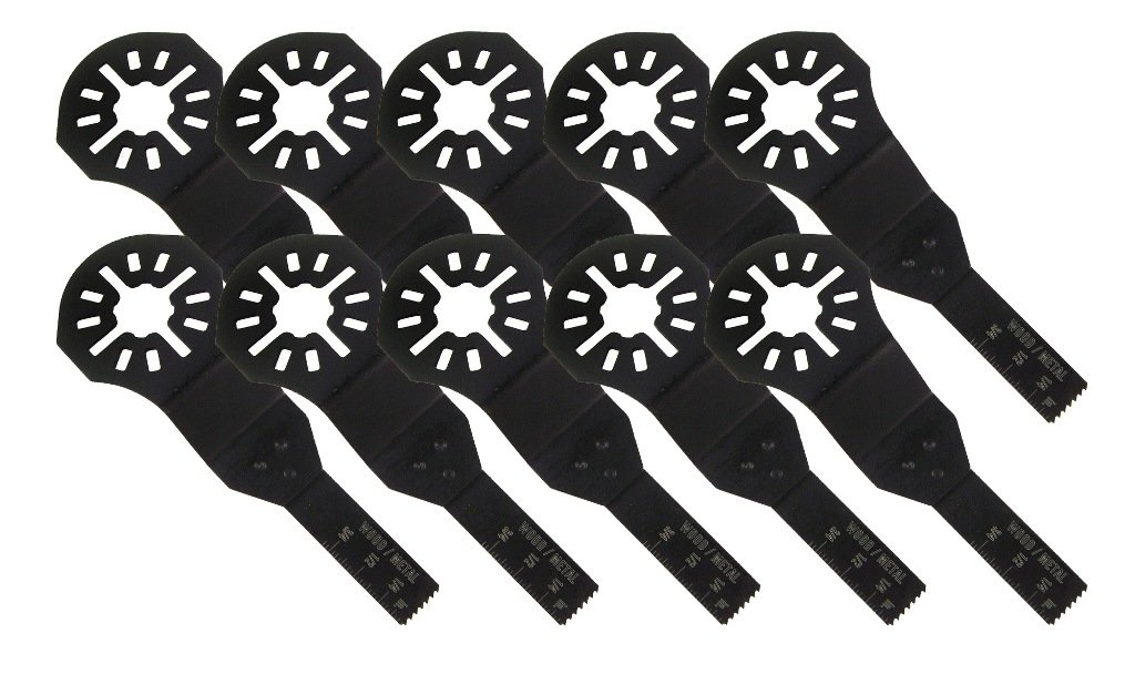 3/8" x 1 1/8" Bi-Metal Oscillating Tool Blade 10 pack - Universal Arbor for Fein Multimaster, Dremel, Bosch, Craftsman, Rockwell, Makita, Milwaukee and More.
