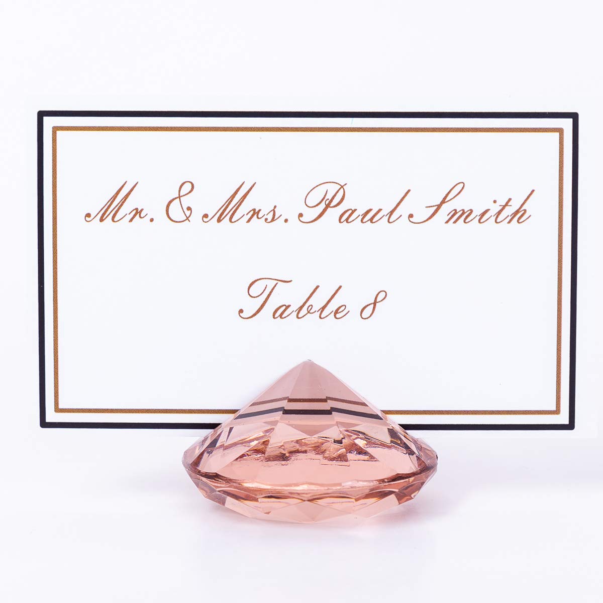 AiFanS Diamond Place Card Holders, Rose Gold Table Number Holders (12Pcs) - Elegant Acrylic Crystal-Like Design for Weddings and Events