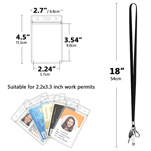 3 Pack Neck Lanyard with ID Badge Holder, Office Strap Lanyards, Stainless Metal Swivel Hook for Name Tag, Badge Holders, Keychains, Card, Black