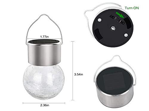 lynn White Solar LED Hanging Light,Glass Ball Lighting for Garden Home Wall Decor