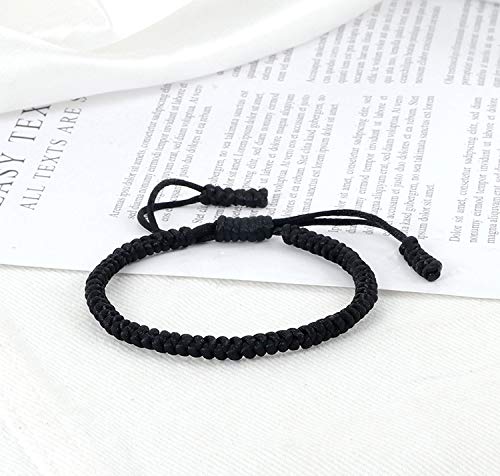 2pcs/set Tibetan Buddhist Woven Bracelets Lucky Protection Red String Knot Rope Handmade Friendship Bracelet for Mens Womens Jewelry(Black,Red,Green,Orange)
