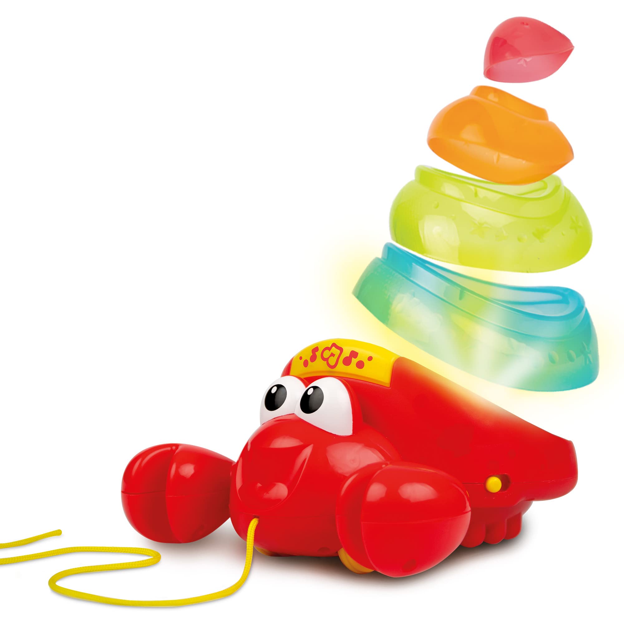KiddoLab Pull Along Crab Stacker - Baby Pull Toy with Stackable Rainbow Cups, Stacking Toys with Color-Changing Lights, Nursery Rhymes - Educational Montessori Toys for Toddlers 1 2 3 Year Old