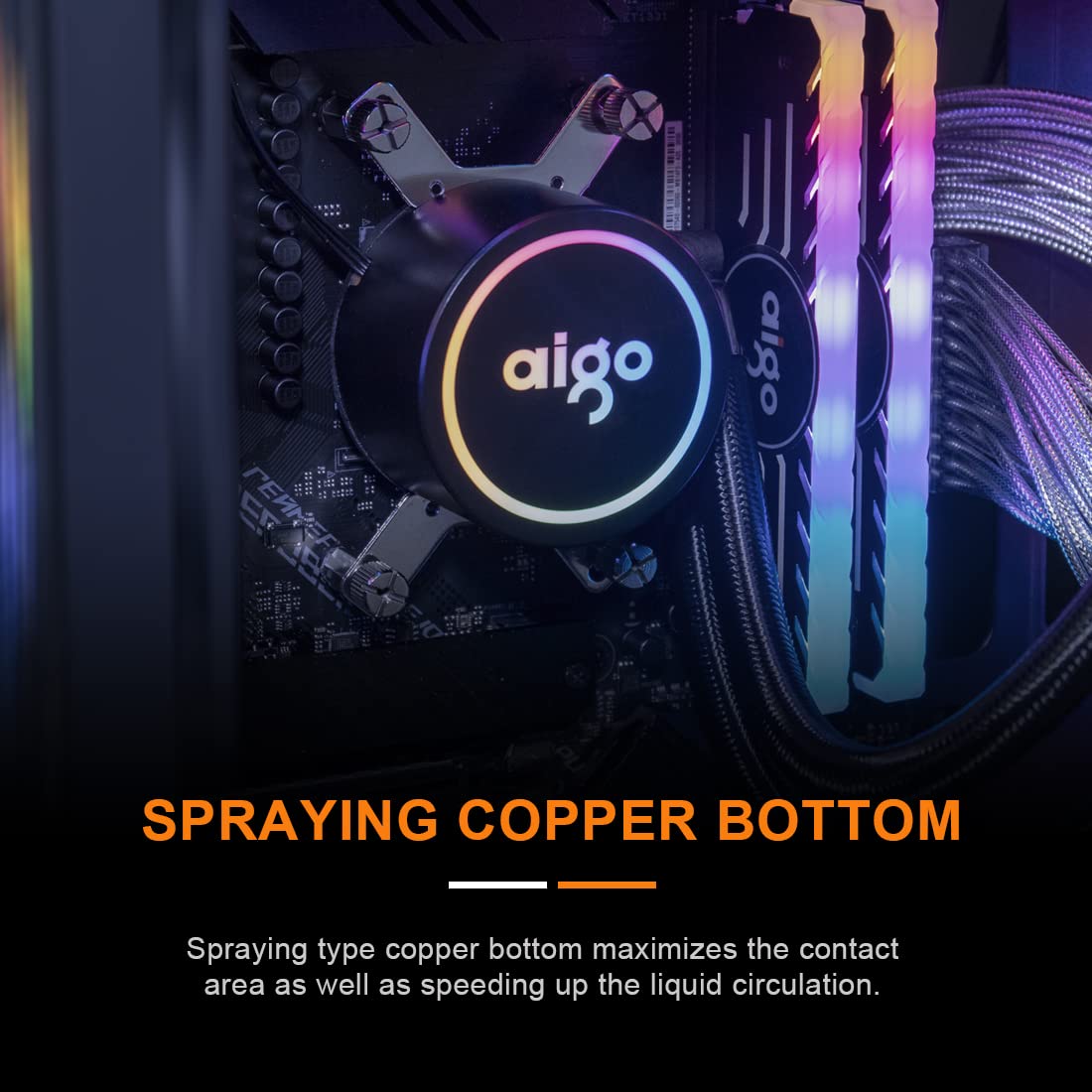 aigo AC SE360 CPU Liquid Cooler All-in-ONE Water Cooling System LED Radiator 120mm PWM Fans for Intel LGA115X /1200/2011 /2011-V3 /2066/1366/775 for AMD AM2/AM2+/AM3 /AM3+ /AM4 (AC SE360)