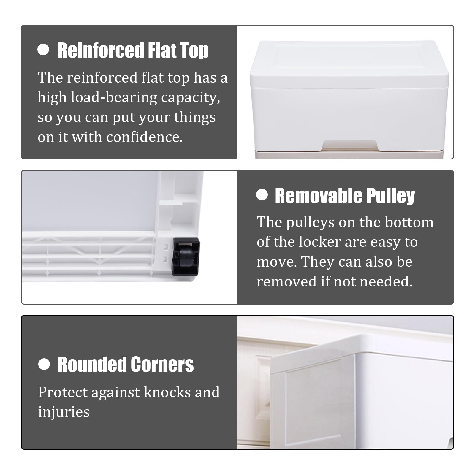 5 Drawer Storage Cabinet with Wheels,Plastic Drawers Dresser,5 Tier Storage Cabinet for Living Room,Bedroom,Kitchen,White