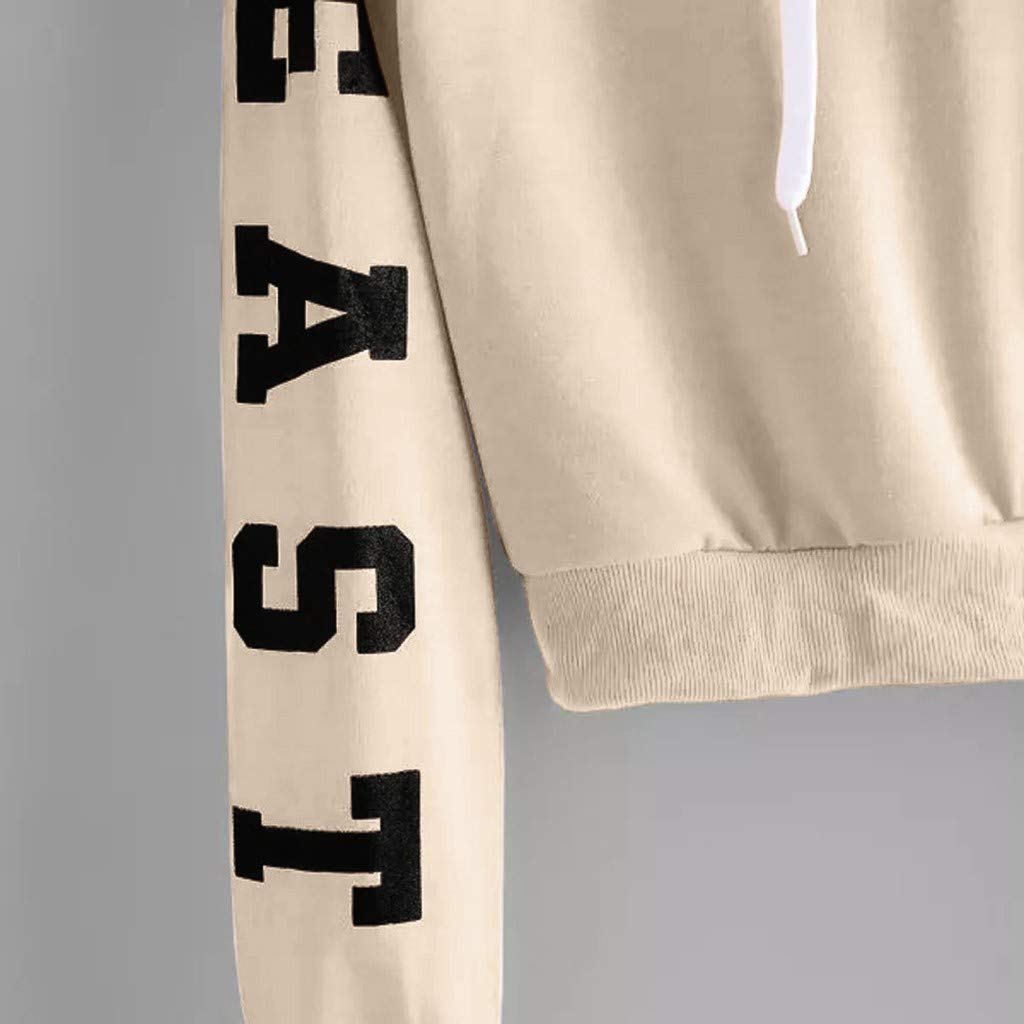 Bblulu Women's Letter Print Sweatshirt Raw Hem Drawstring Crop Top Hoodie Solid Color Pullover Hooded Sweatshirts