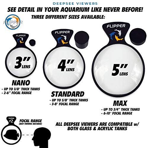 FL!PPER DeepSee Aquarium Magnifier Magnetic Viewer – Fish Tank Magnifying Glass – Magnetic Magnifying Glass Ideal for Photography – Flipper Fish Tank Accessories, 4"