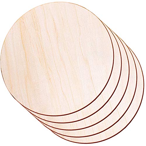 Round Wood Discs for Crafts, Audab 5 Pack 14 Inch Wood Circles Unfinished Wood Rounds Wood Plaque for Crafts, Door Hanger, Door Design, Wood Burning