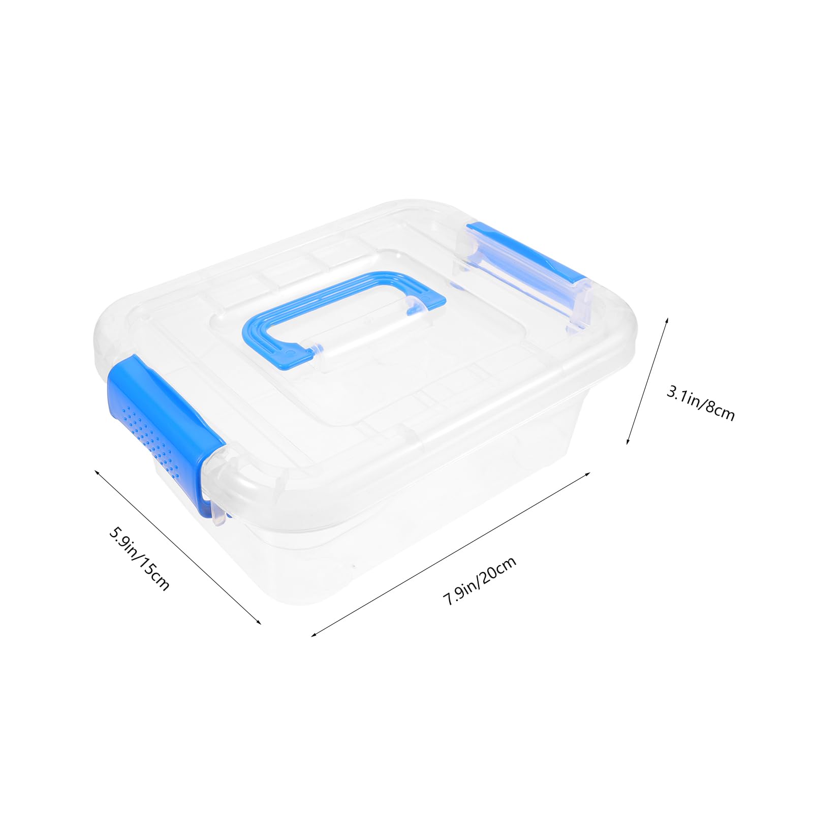 5Pcs Transparent Desktop Storage Box with Handle Carrying Case for Toys Arts Crafts Tools and Office Supplies