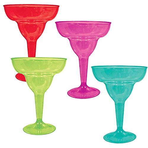 Amscan Fiesta Colors Margarita Plastic Glasses - 11 Oz. Pack of 20