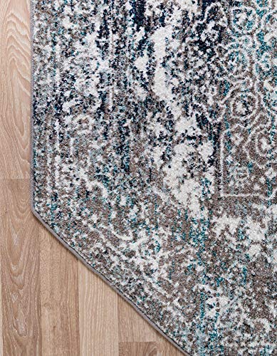 Rugs.com Arlington Collection Rug β 5 Ft Octagon Grey Medium-Pile Rug Perfect for Living Rooms, Kitchens, Entryways