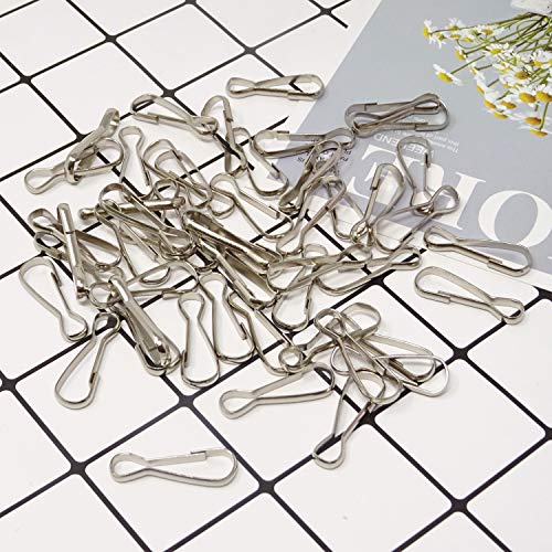 Honbay 50PCS 32mm 1 1/4" Metal Spring Hooks Snap Clips for Lanyard, Zipper Pull, ID Card, Key Chain, Plant Hanger, etc (32mm)