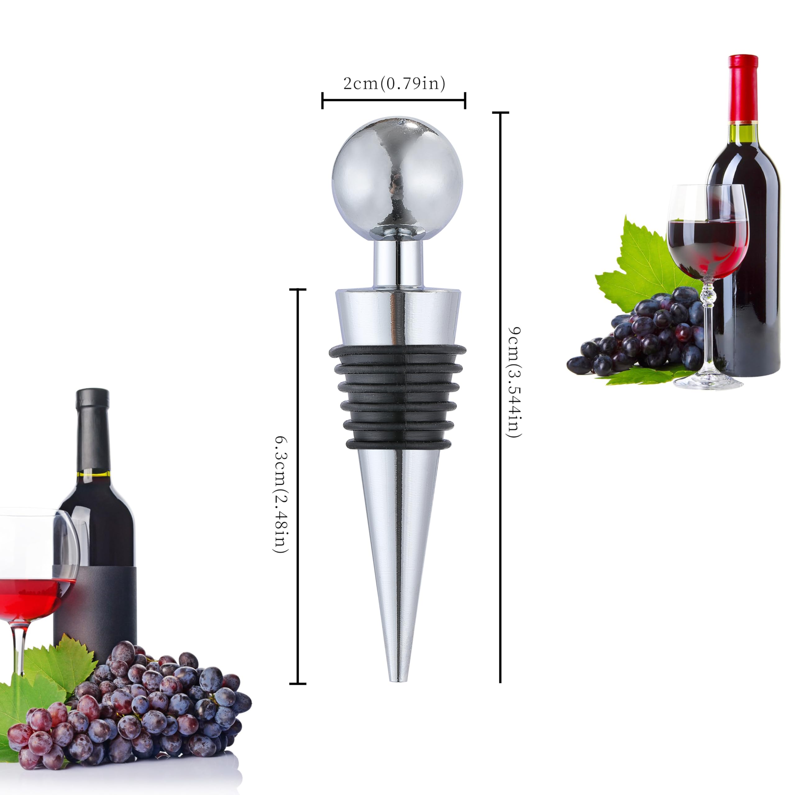 4PCS Wine Stopper, HIA Reusable Leak Proof Wine Stoppers, Premium Materials (Aluminium Alloy + Silicone) Wine Bottle Stopper, Wine Corks for Bar, Camping, Party, Wedding