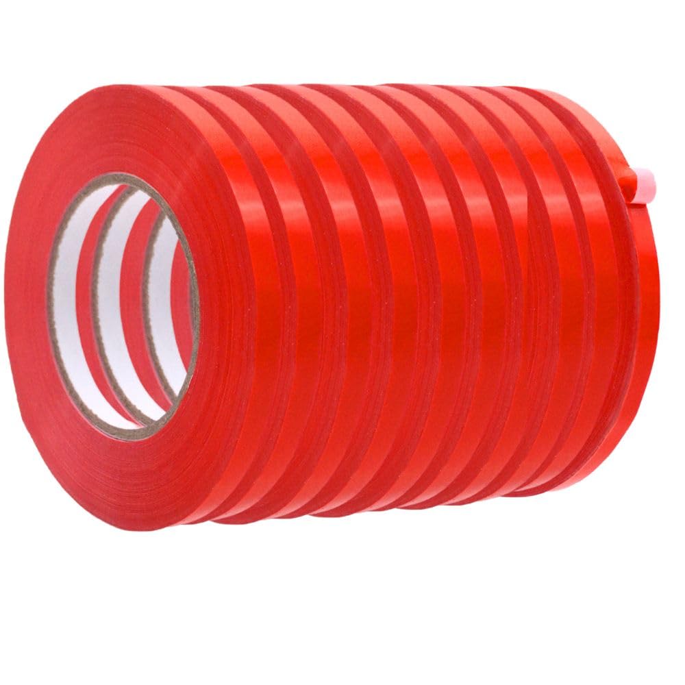 WOD BSTC24PVC Red Produce Poly Bag Sealing Tape, 3/8 inch x 180 yds. (Pack of 10) for Packaging and Sealing of Meat, Gifts, or Ice Bags