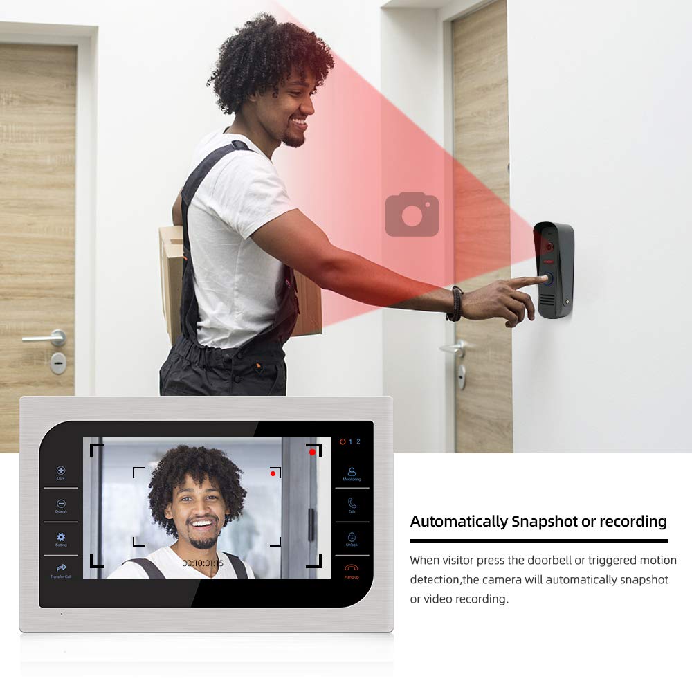 JeaTone 10 Inches Wired Video Intercom System, Doorbell with Camera and Monitor, Home Security System with IP65 Waterproof Doorbell, Night Vision, 1080P HD/2.0MP, Motion Detection, Dual-Way Intercom