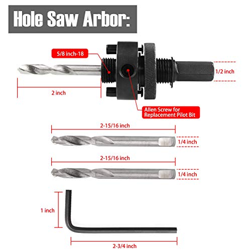 6-3/8 Inch Hole Saw with Heavy Duty Arbor - 38mm Cutting Depth HSS Bi-Metal Hole Cutter for Can Light Recessed Light, Smoothly Cutting in Wood, Plastic, Drywall and Metal Sheet