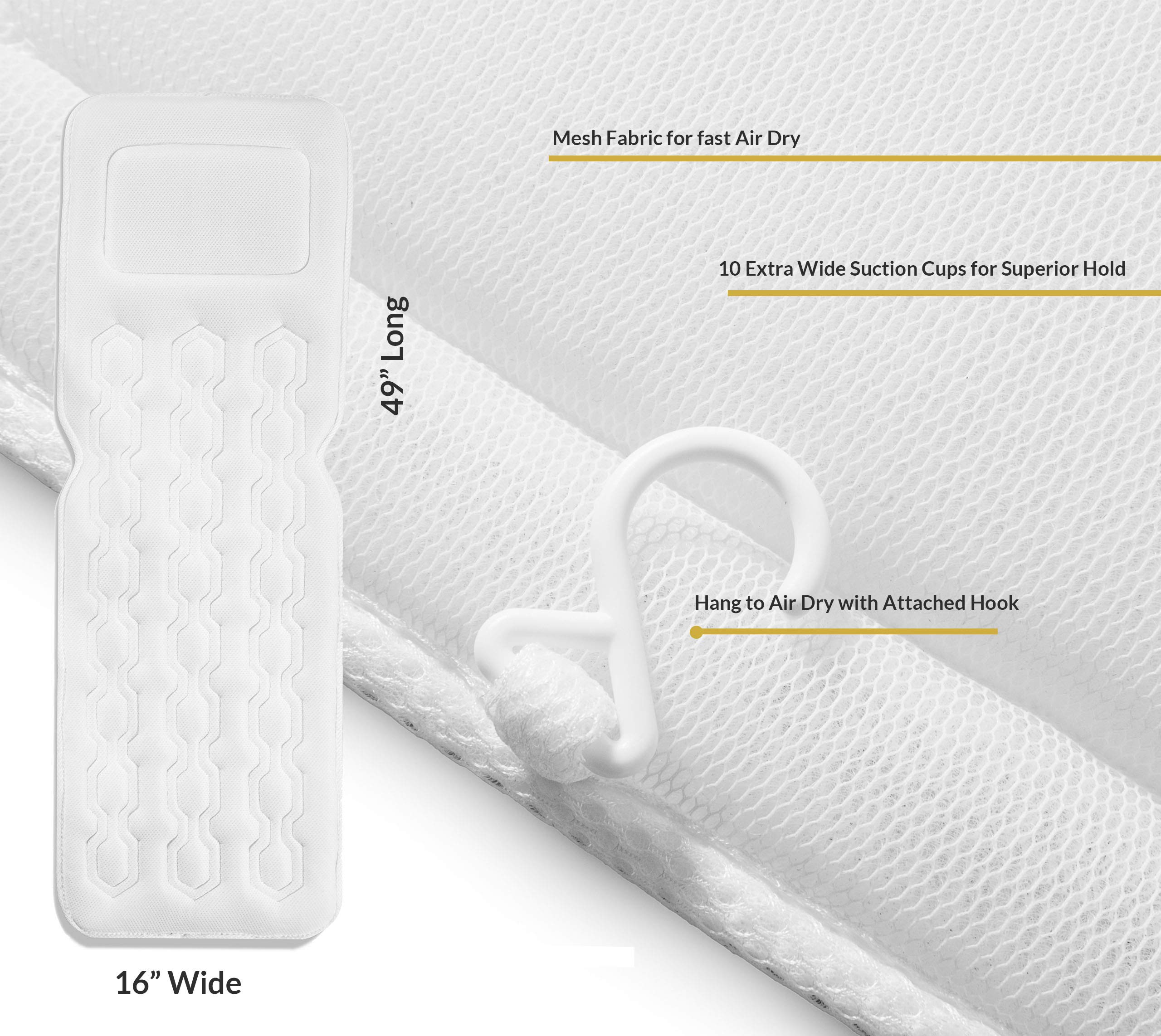Premium Full Body Bath Pillow - Comfortable, Durable Bathtub Cushion for Relaxation, Spa-Like Experience, Pain Relief, Luxurious Plush Comfort, Quick Drying