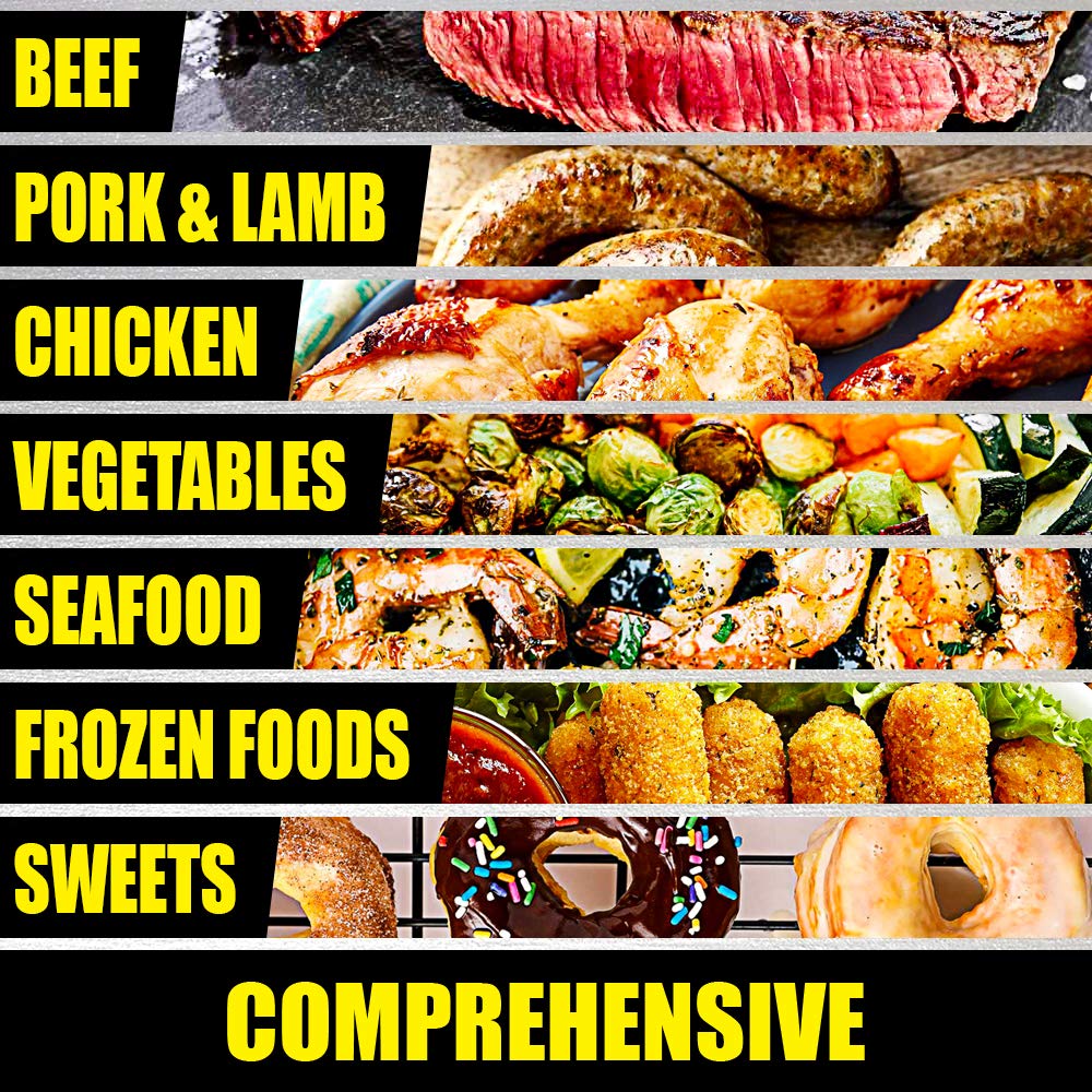 Air Fryer Cooking Times Magnetic Cheat Sheet - Extra Large Easy to Read 11β x 8.5β Airfryer Kitchen Accessory - Quick Reference Guide Magnet for Over 90 Popular Airfry Foods - Cook Healthy Meals Fast