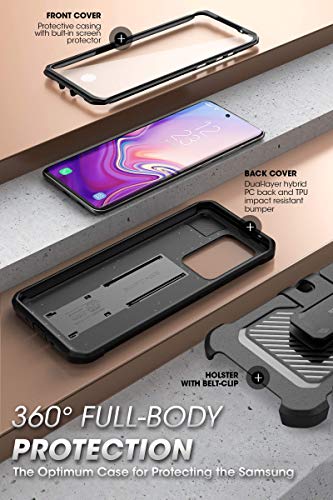 SUPCASE UB Pro Series Designed for Samsung Galaxy S20 Ultra 5G Case, Built-in Screen Protector with Full-Body Rugged Holster & Kickstand for Galaxy S20 Ultra (2020 Release) (Black)