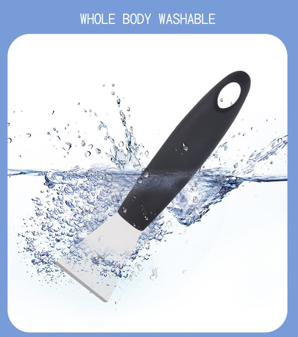Stainless Steel Scraper, Oven Scraper Tool,Induction Hob, Stoves,None-Scratches Putty Scraper for Kitchen Cleaning,Wallpaper Scraper, Paint Scraper,Straight Version + Bending Version 2-Piece