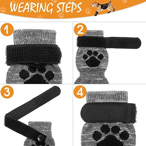 KOOLTAIL Anti Slip Dog Socks - Outdoor Dog Boots Waterproof Dog Shoes Paw Protector with Strap Traction Control for Hardwood Floors