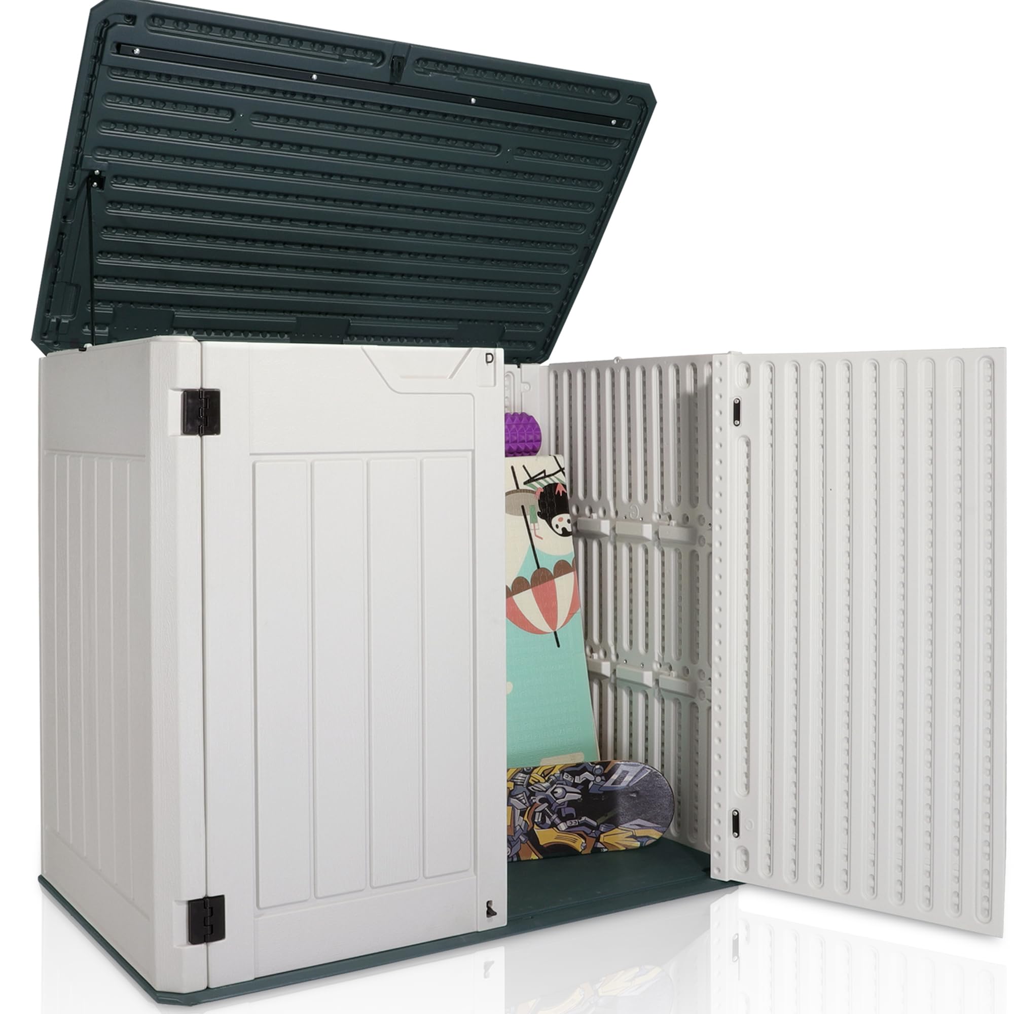 47 Cu ft Outdoor Storage Shed, Durable Large Resin Outdoor Storage Box for Patio Garden Yard Weatherproof Outdoor Storage Cabinet for Tools Pool Supplies - Lockable Deck Boxes Outdoor Waterproof
