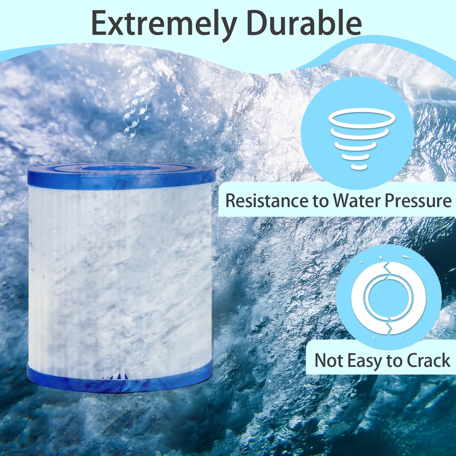 6-Pack Type H Pool Filter Replacement for Intex 330 GPH Filter Pump for Above Ground Pools, Replace Type H, 29007E