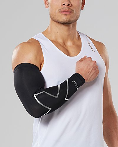 2XU Compression Single Arm Guard, Black/Silver, Large
